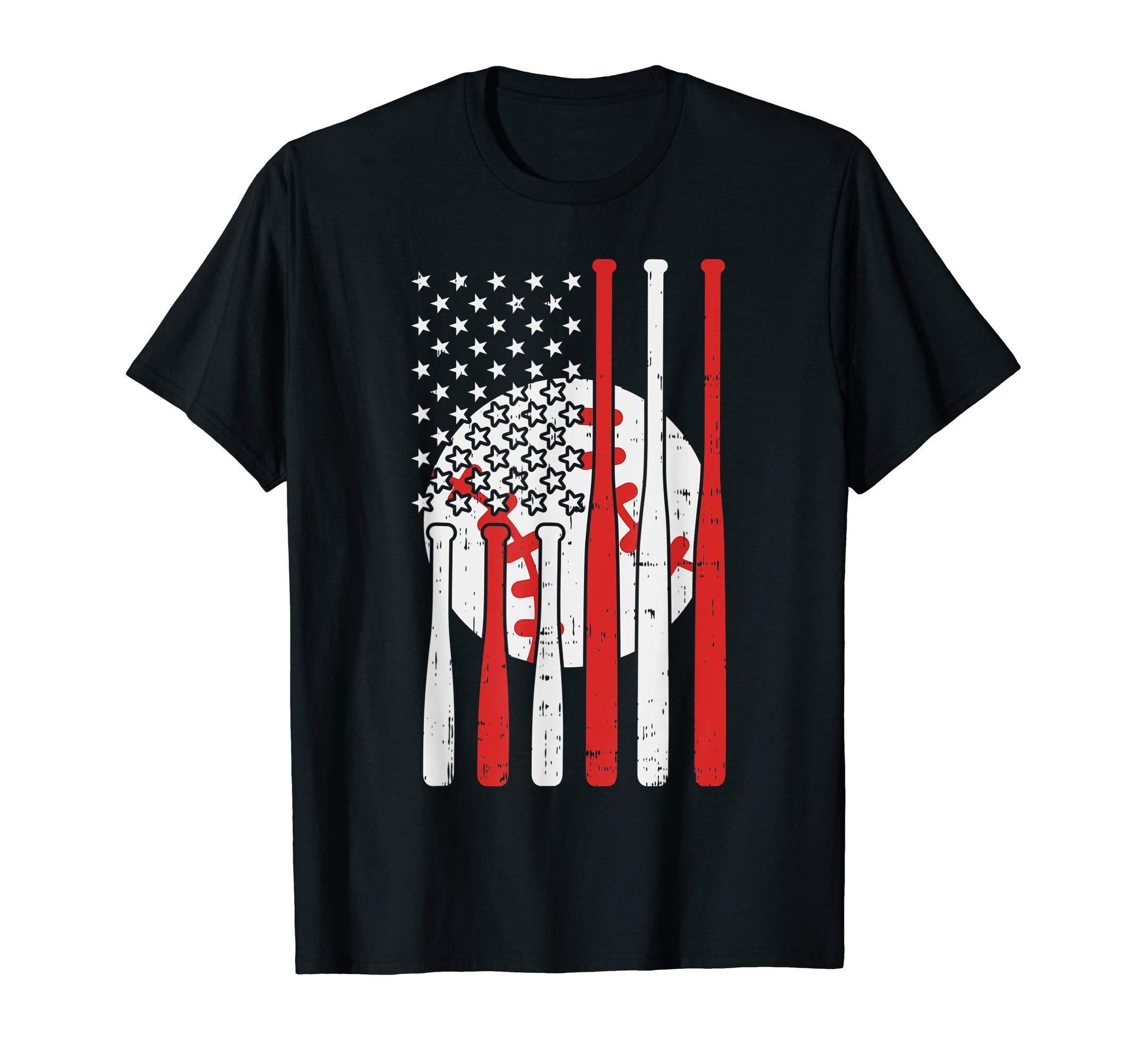 American Flag Baseball Softball Usa Sport 4th Of July Player T Shirt