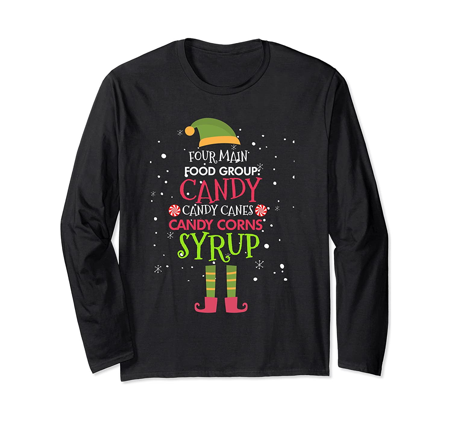 Four Main Food Groups Elf Buddy Christmas Pajama Long Shirtt Four Main Food Groups Elf Buddy Christmas Pajama Long Shirtt